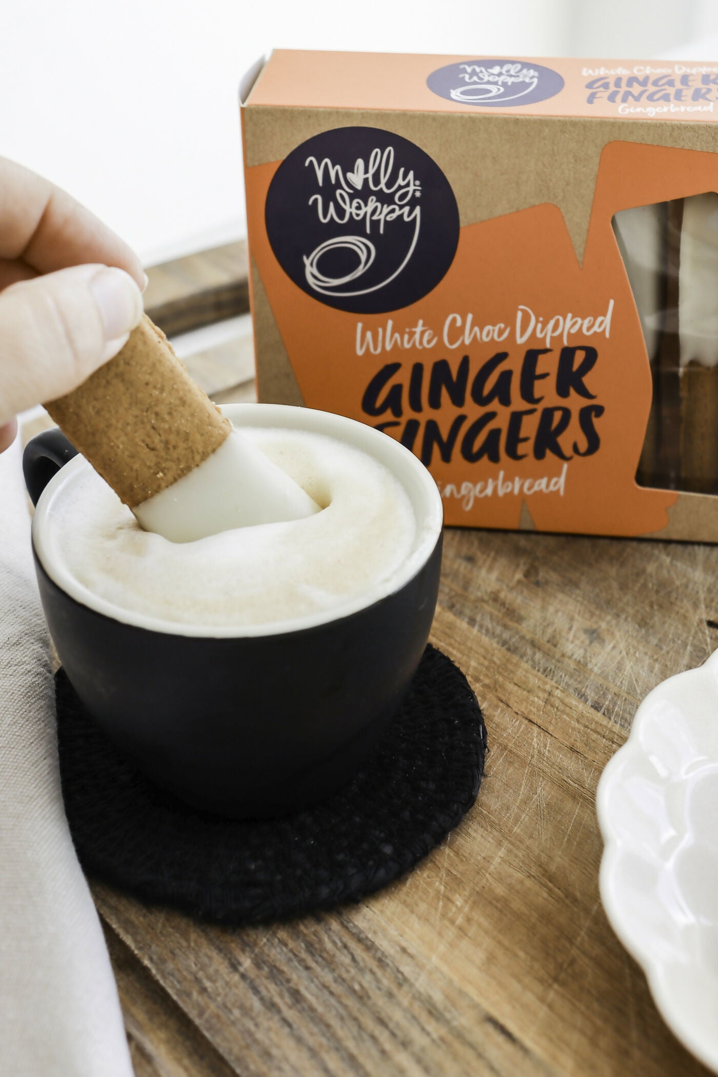 Molly Woppy Gingerbread White Choc Dipped Ginger Fingers 165g 10/CTN ...